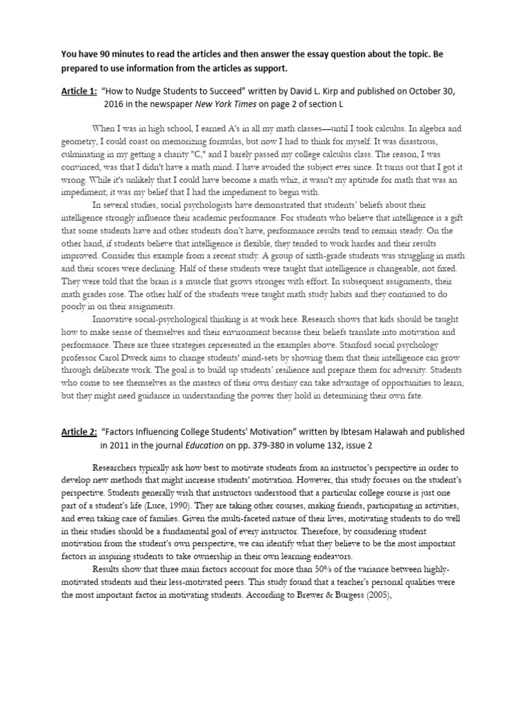 Graduate SLUWE Samples 1+2 With APA Guide | PDF | Motivation | Motivational