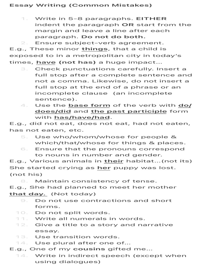 Common Essay Writing Mistakes | PDF