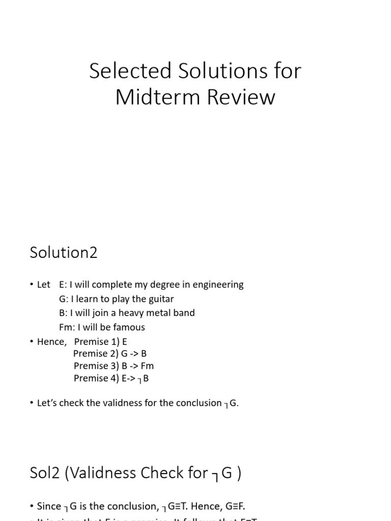 Selected Solutions For Midterm Review | PDF | Logic | Mathematics