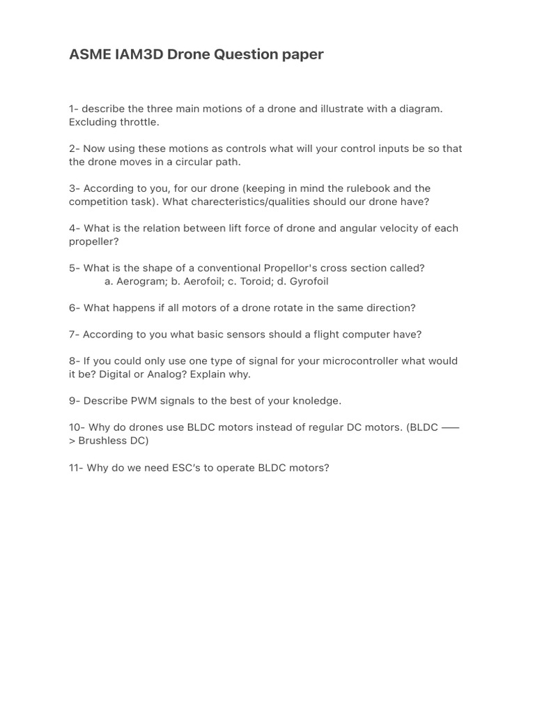 ASME IAM3D Drone Question paper | PDF