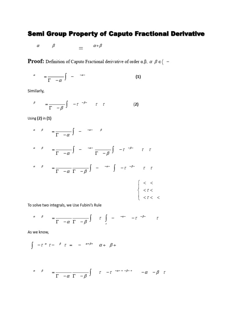 Semi Group Property of Caputo Derivative | PDF | Mathematical Analysis | Mathematics