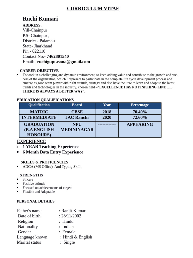 RUCHI Resume | PDF