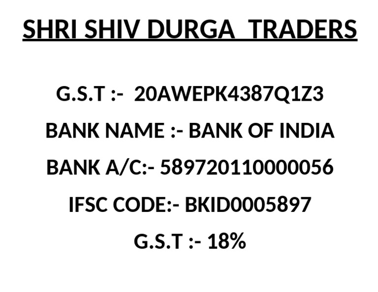 Shri Shiv Durga Traders Info | PDF