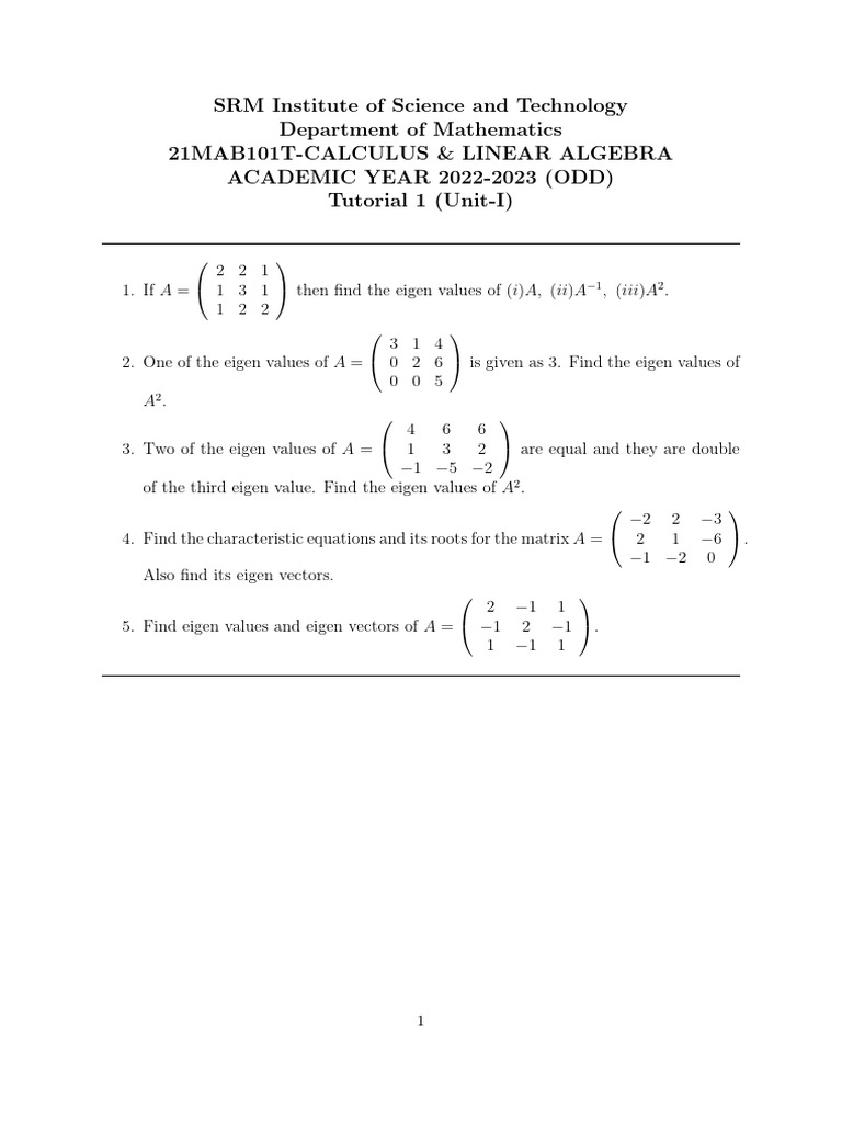 MATHS ASSIGNMENT 1 Tutorial 1 | PDF