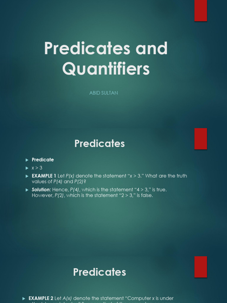 Predicates and Quantifiers 3 Mobile | PDF | Metalogic | Syntax (Logic)