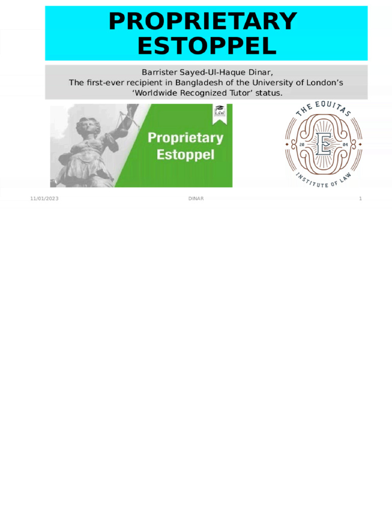 B2 Property Law Proprietary Estoppel Slides | PDF