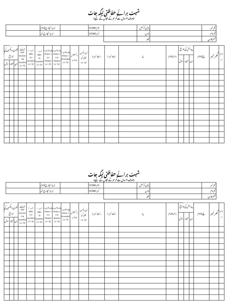 Polio under 2 years data collection form | PDF