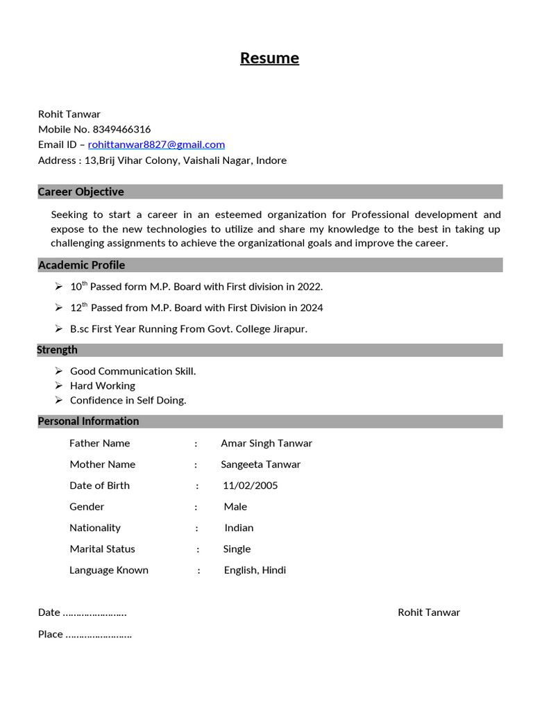 Resume Rohit | PDF