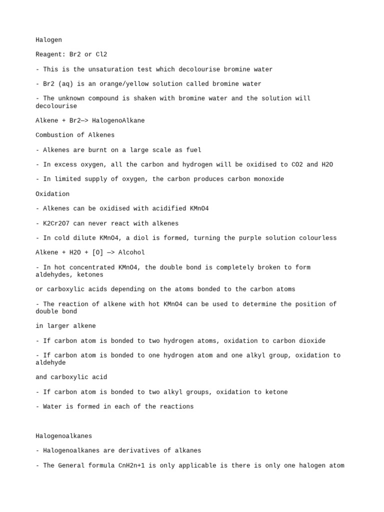 Halogenoalkane RXN and Prep | PDF | Alkene | Chemical Reactions