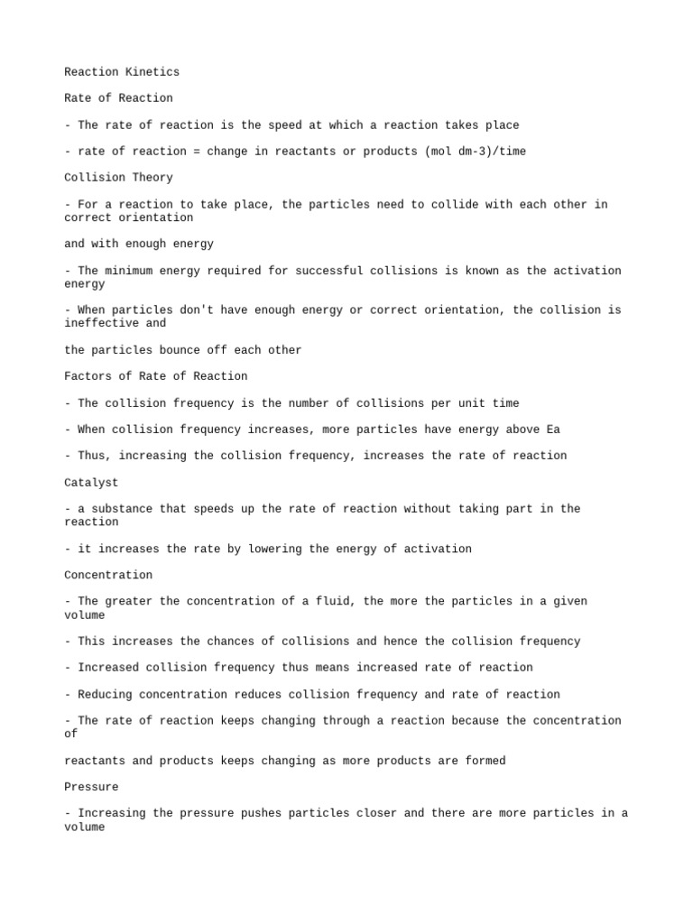 Reaction Kinetics | PDF