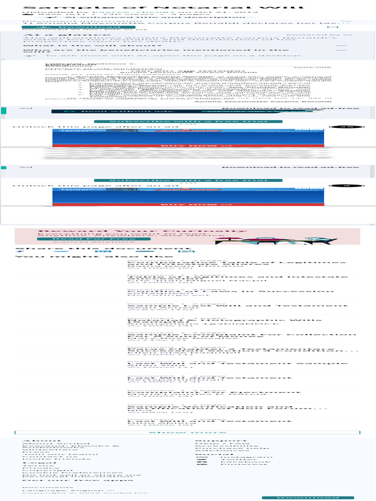 Sample of Notarial Will PDF Will and Testament Document | PDF | Will ...