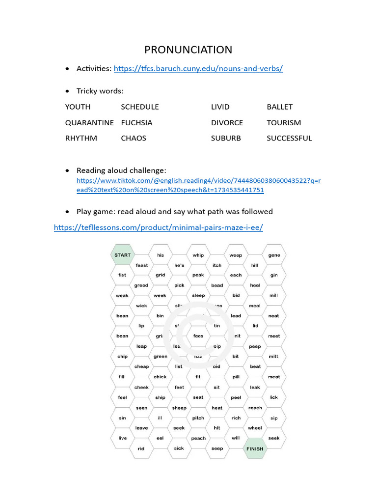 Pronunciation Activities and Challenges | PDF