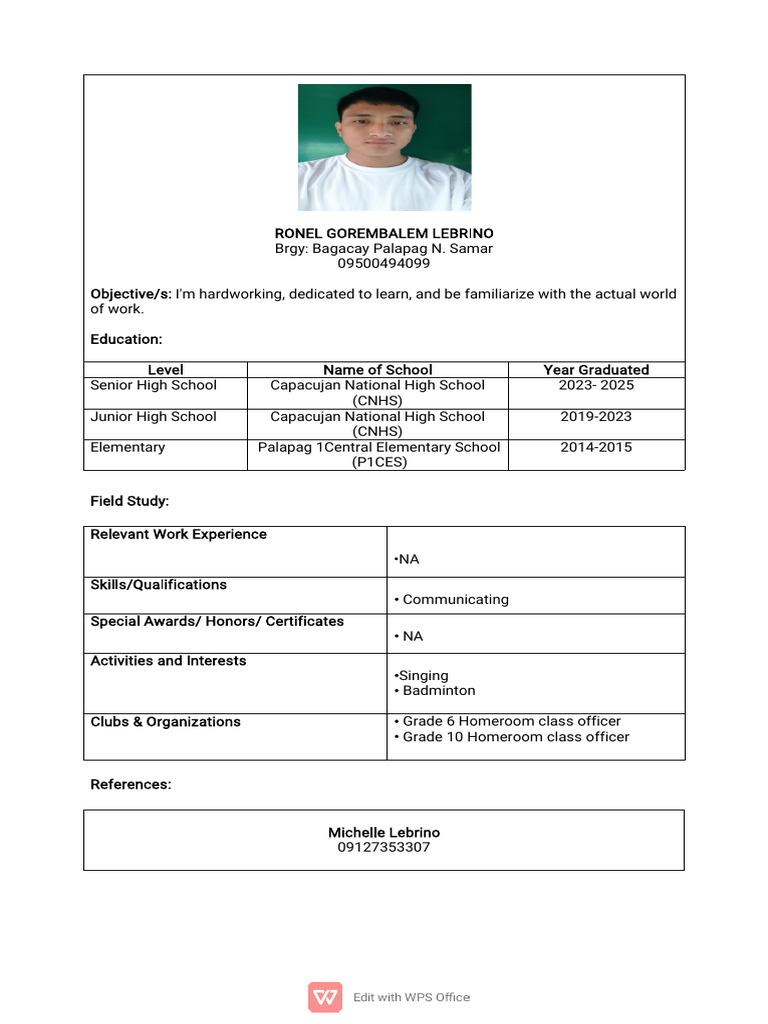 Student Resume: Skills and Experience | PDF