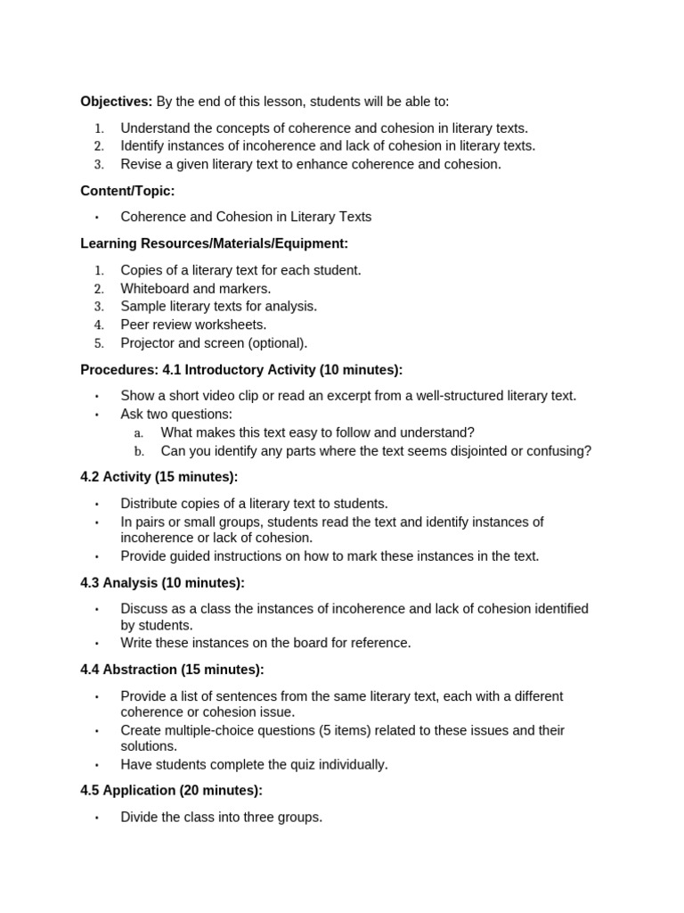Enhancing Literary Coherence & Cohesion | PDF | Jokes | Human Communication