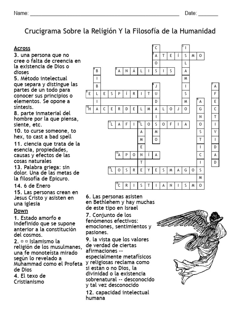 Crucigrama_Sobre_la_Religin_Y_la_answer_key | PDF | Dios | Sobrenatural