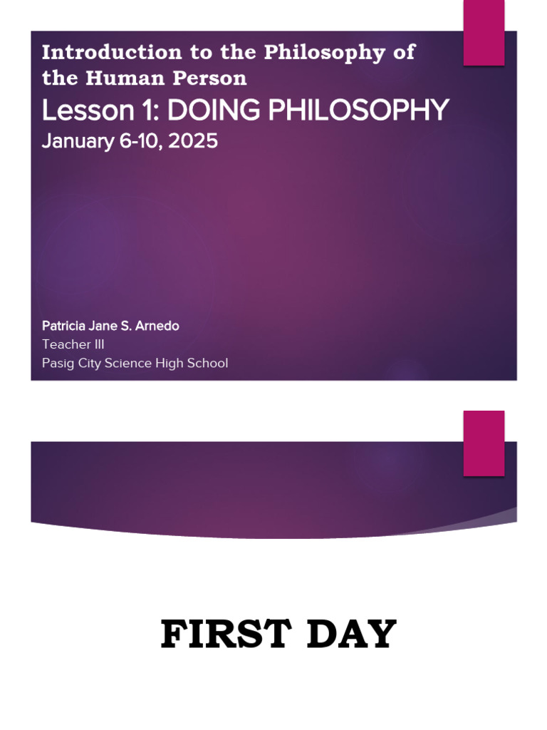 Lesson 1 Doing Philosophy Day 1 4 SY2425 | PDF | Knowledge | Science