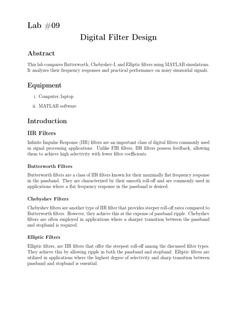 dsp_lab9 | PDF | Filter (Signal Processing) | Electrical Engineering