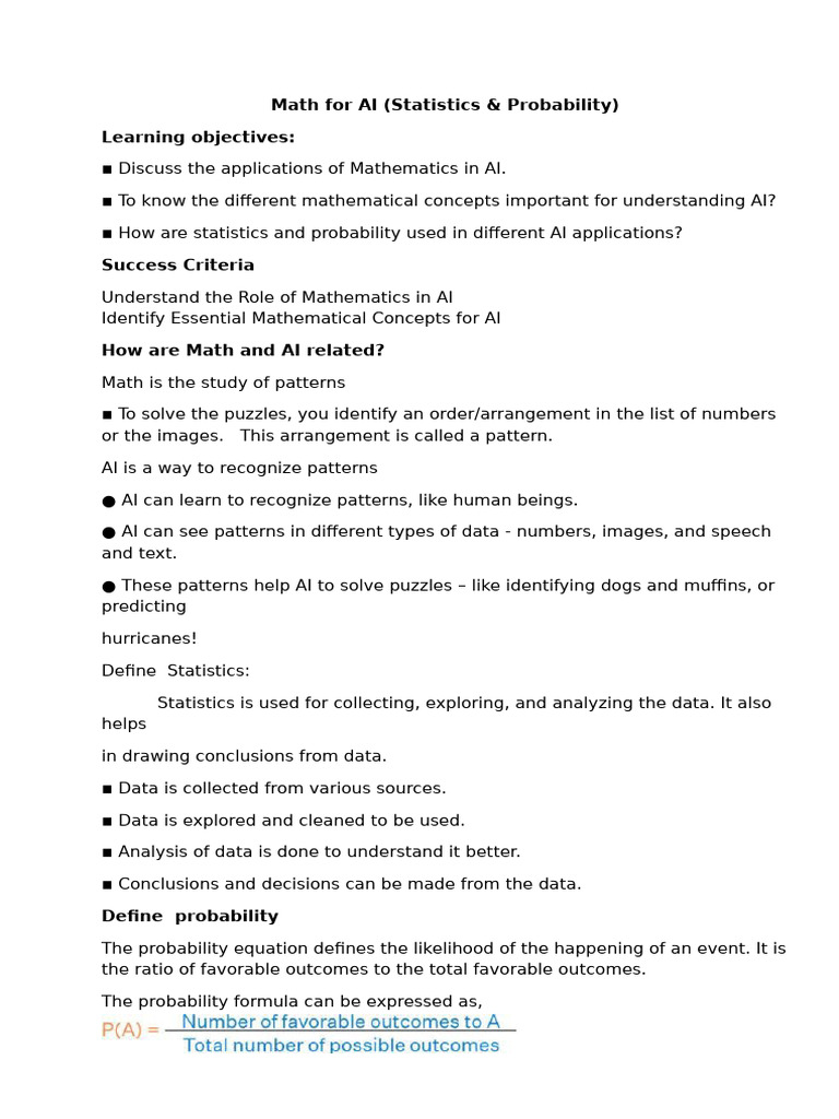 Math For AI Note Book Notes | PDF