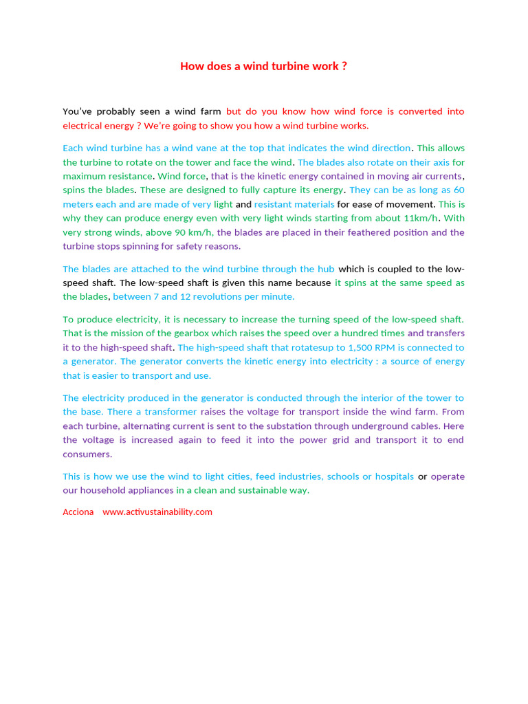 Script How Does A Wind Turbine Work | PDF | Wind Turbine | Turbine