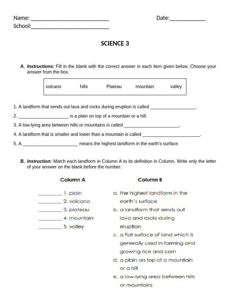 Science Lesson 1 weekly test | PDF
