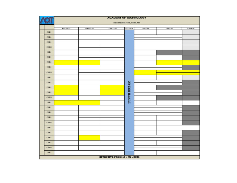 Revised Routine of 4CSE2-4CSE3-4CSBS - Effective From 18-2-2025 | PDF
