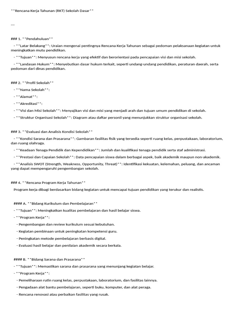 Rencana Kerja Tahunan Contoh | PDF