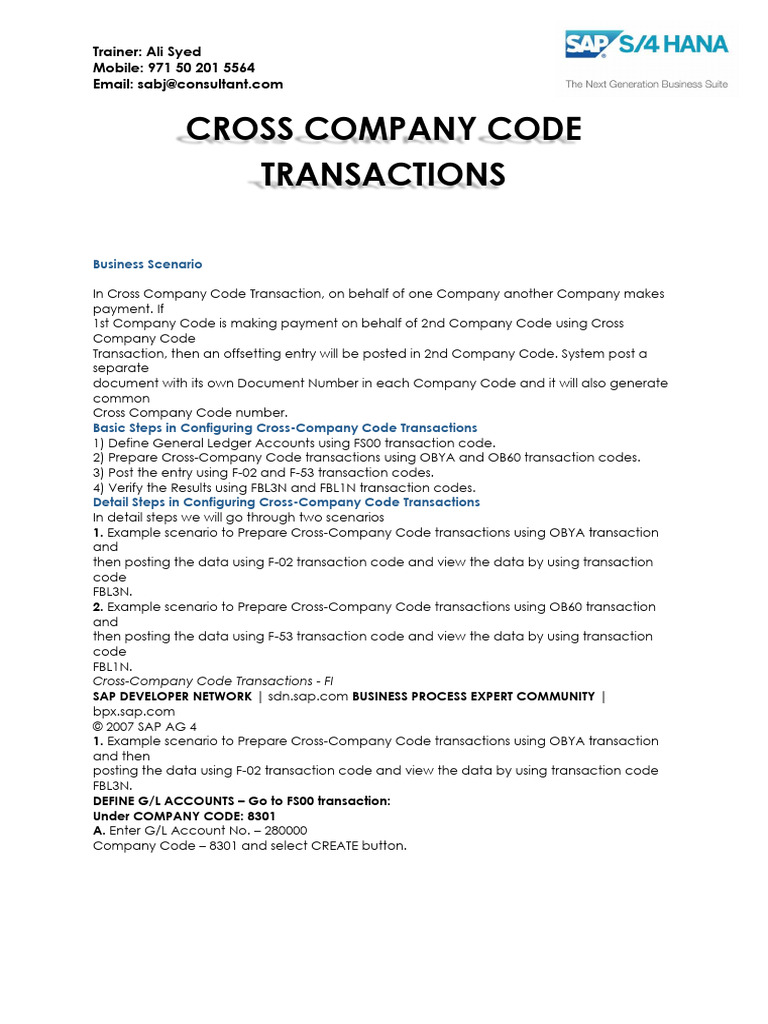 Cross Company Code Transaction | PDF | Computing