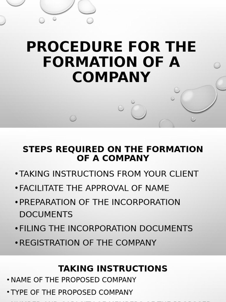 Company Formation Procedure Overview | PDF | Articles Of Association ...