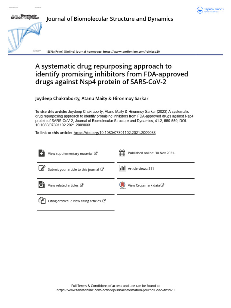 A Systematic Drug Repurposing Approach To Identify Promising Inhibitors From FDA-approved Drugs ...