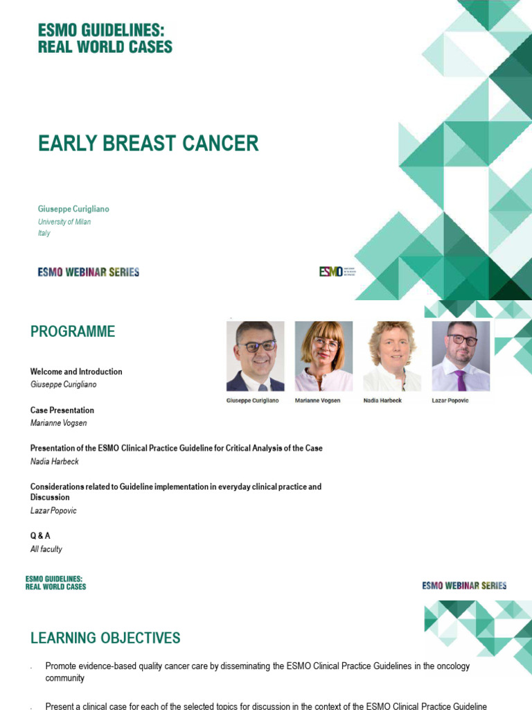 ESMO Guidelines Real World Cases Webinar Series Early Breast Cancer 2024 | PDF | Breast Cancer ...