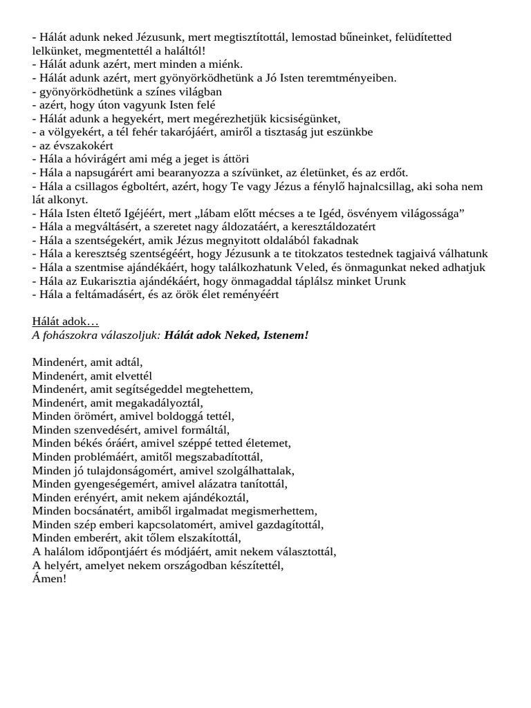 2011Máriapócsi lelkigyakorlat második esti ima szövege | PDF