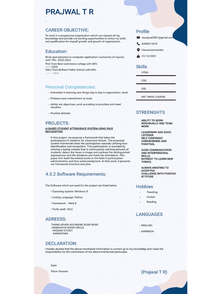 New Resume Prajwal | PDF