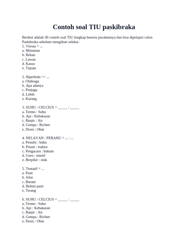 Soal Tiu TWK Paskib | PDF