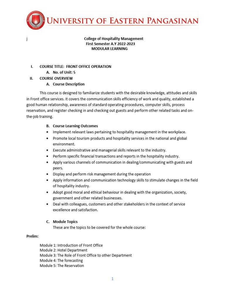 front office | PDF | Forecasting | Business