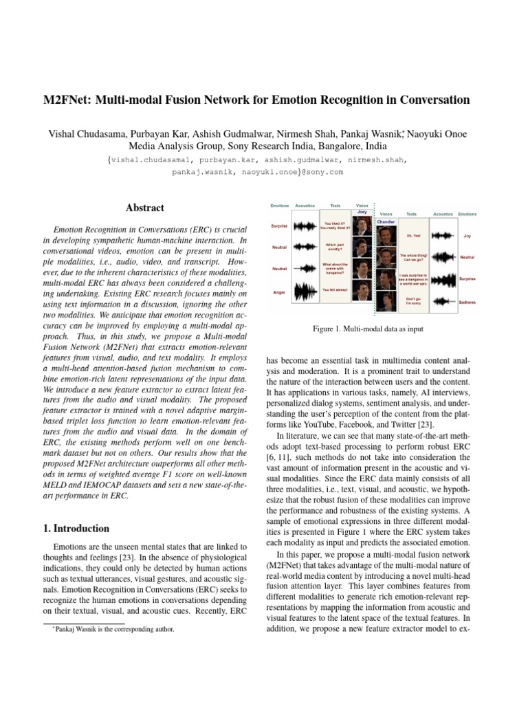 M2FNet-Multi-modal Fusion Network For Emotion Recognition in Conversation | PDF | Applied ...