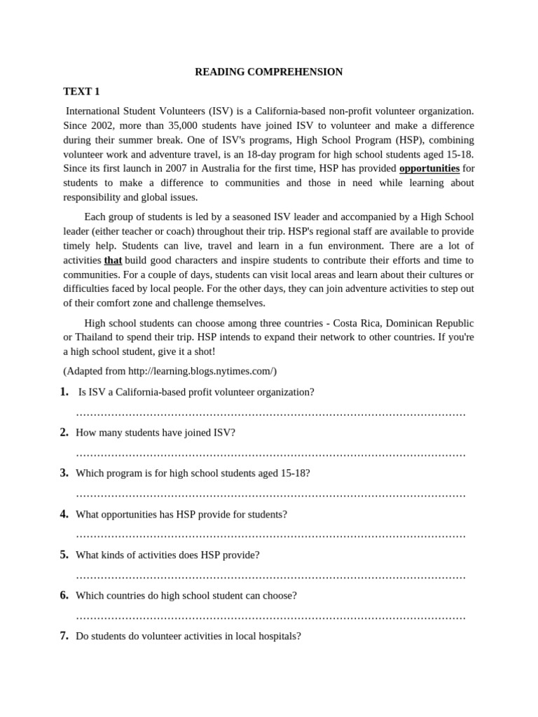 Reading Comprehension E10 | PDF | Woman