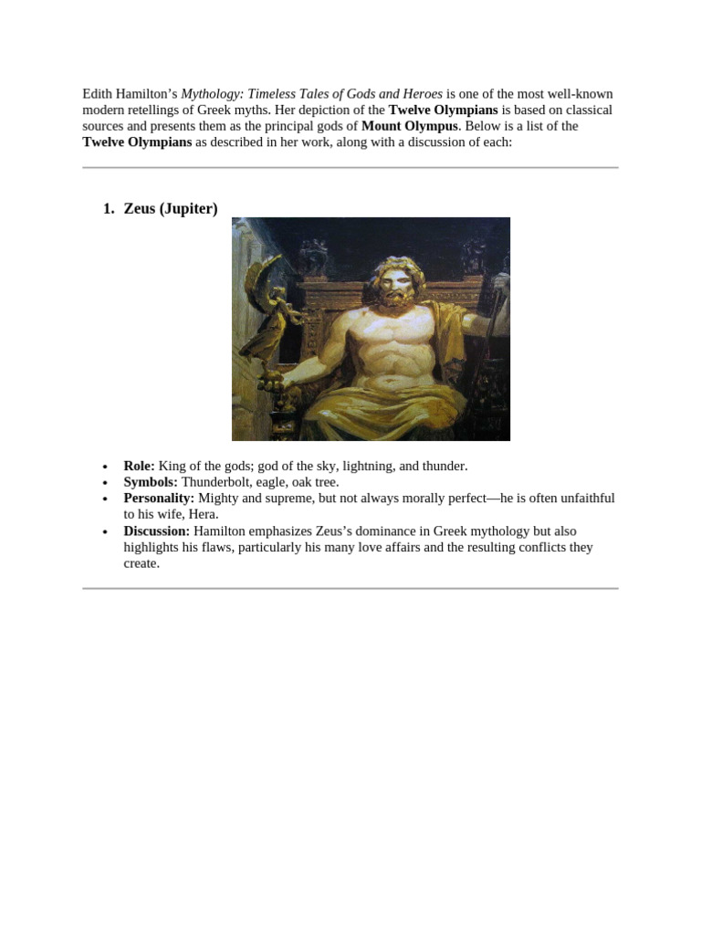 Ah 101 Twelve Olympians | PDF | Twelve Olympians | Hera