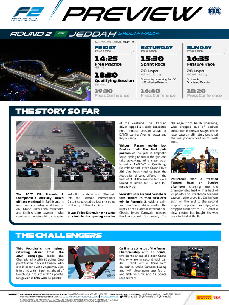 FIA Formula 2 Jeddah Race Preview | PDF | Open Wheel Racing ...