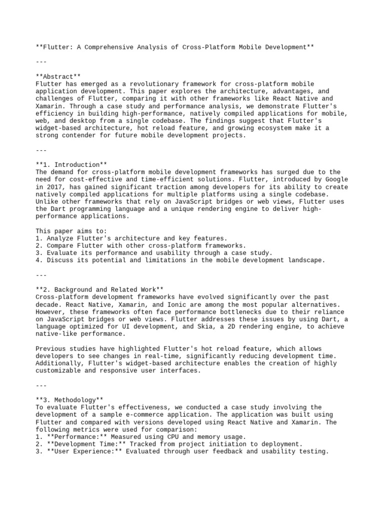 Comprehensive Analayse On Flutter | PDF | Cross Platform Software | Xamarin