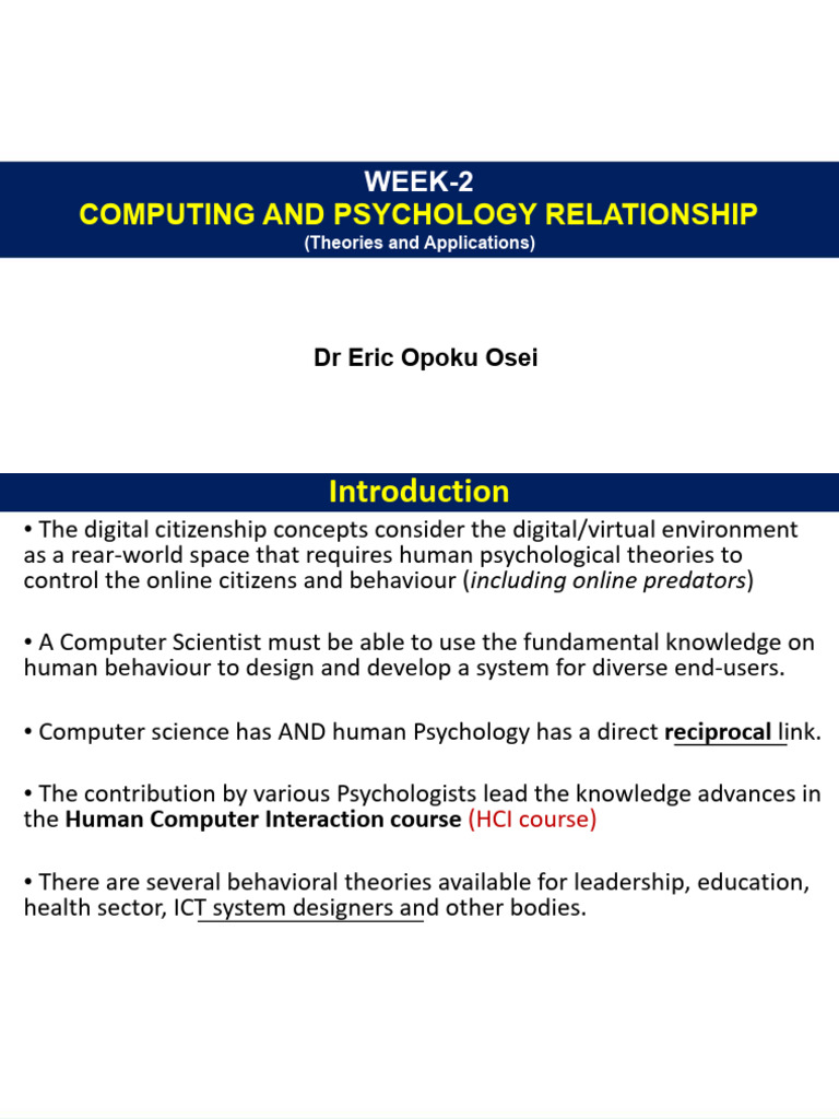 Week2_Computing Psychology Theories and Applications | PDF | Psychoanalysis | Sigmund Freud