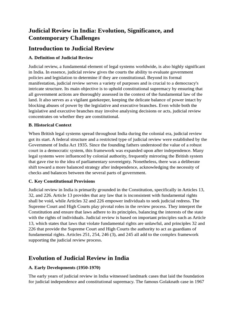 Judicial Review in India - Blog | PDF | Judicial Review | Judiciaries
