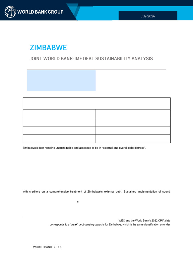 Zimbabwe Debt Sustainability Analysis 2023 | PDF | Debt | Government Debt