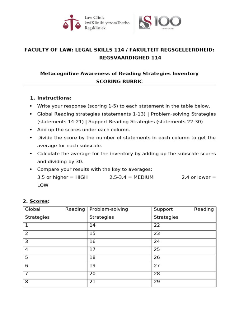 2023 Reading Strategies Rubric | PDF | Average