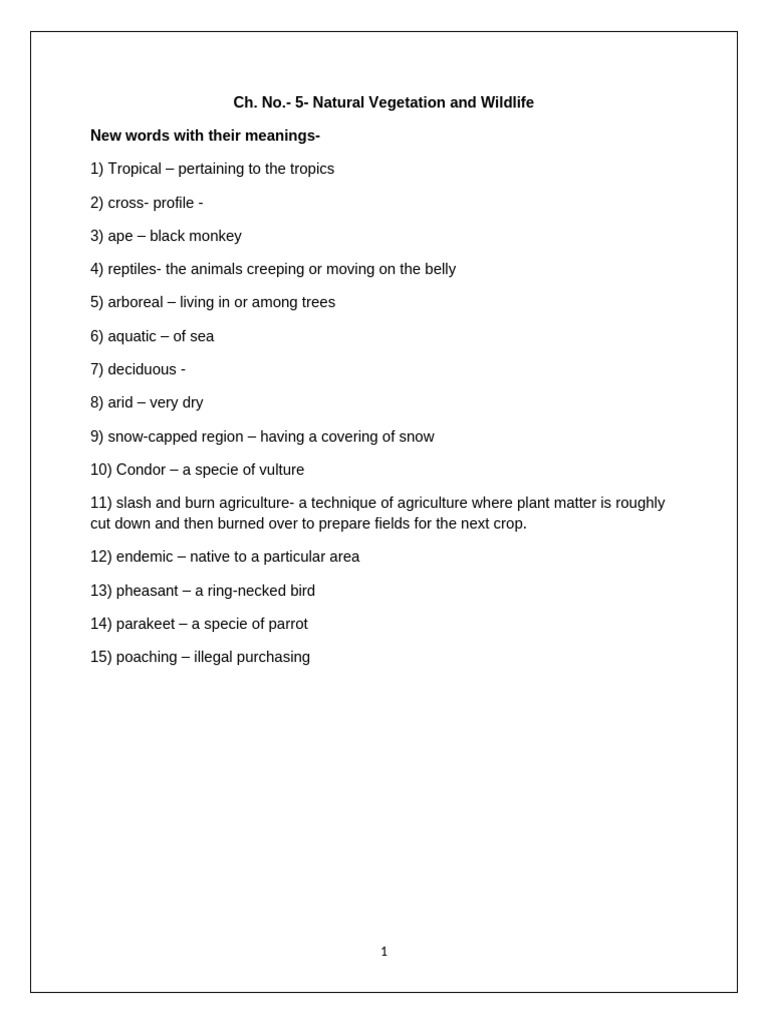 Ch. 5 - Natural Vegetation and Wildlife (New) | PDF | Forests | Himalayas