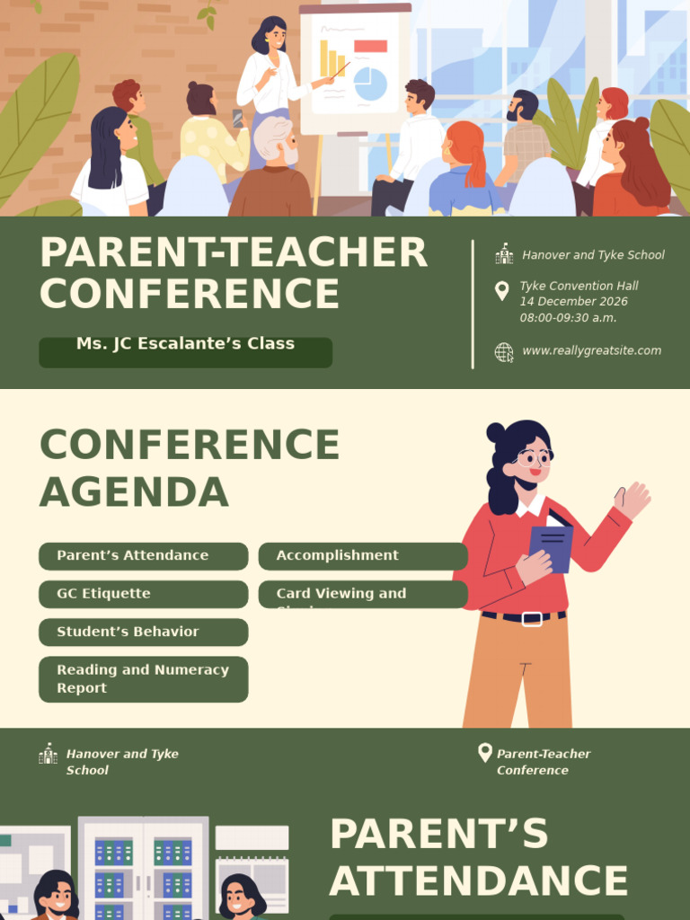 Parent-Teacher Conference Educational Presentation in Green and Beige ...