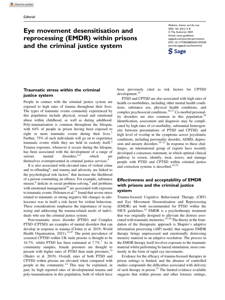 Crole Rees Et Al 2024 Eye Movement Desensitisation and Reprocessing ...