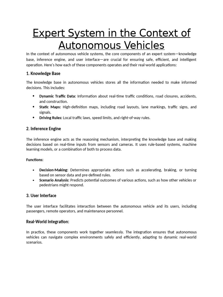 Expert System in The Context of Autonomous Vehicles 06012025 120622pm | PDF