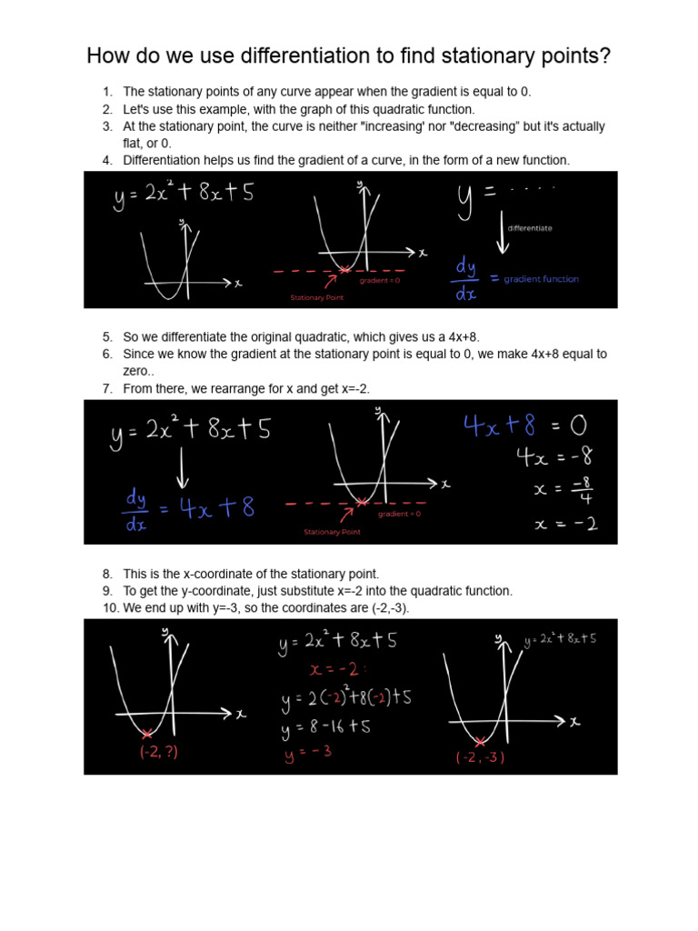 03 How to use differentiation to find the coordinates of any stationary ...