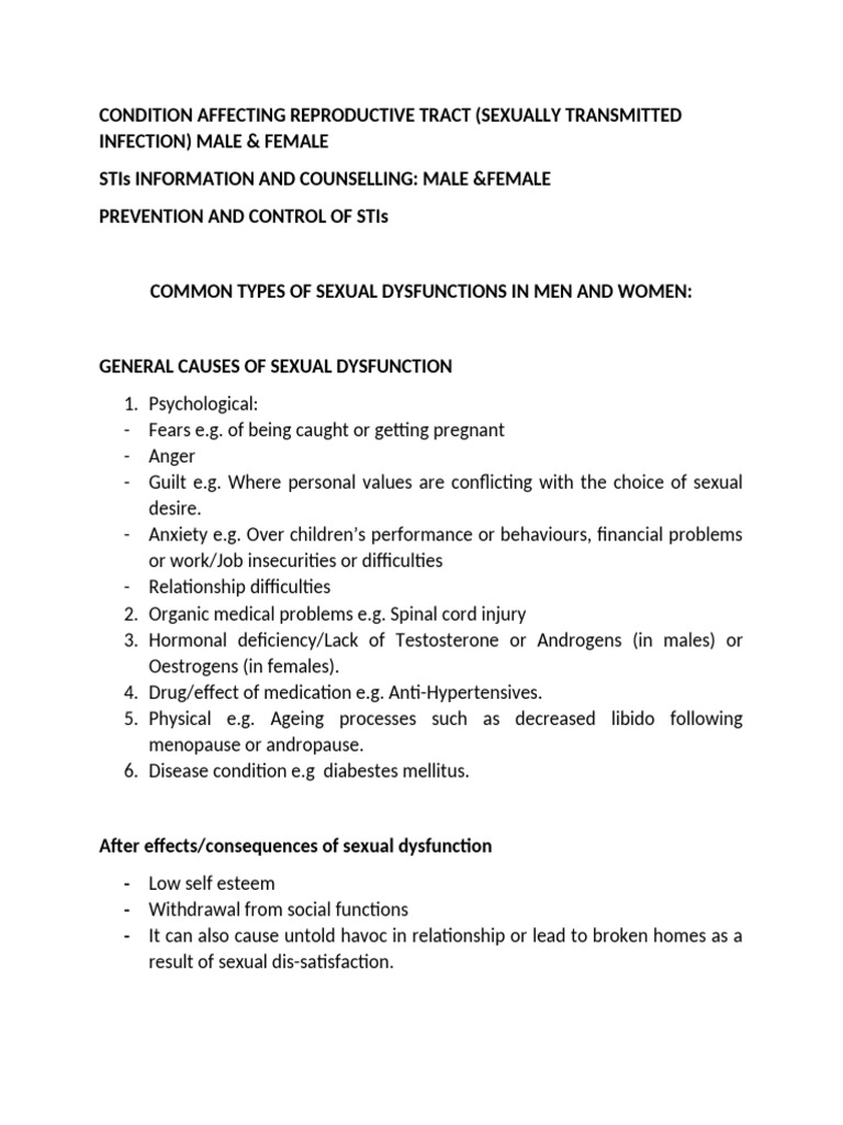 Condition Affecting Reproductive Tract (Autosaved) | PDF | Erectile Dysfunction | Sexual Dysfunction