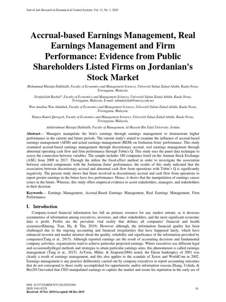Accrual Based Earnings Management Real E | PDF | Coefficient Of Determination | Regression Analysis